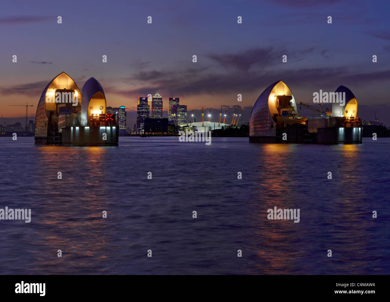 Thames Barrier at Sunset Hi Res Stock Photo - Alamy