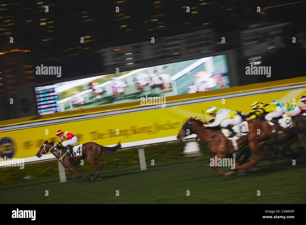 Night race at Happy Valley racecourse, Causeway Bay, Hong Kong, China ...