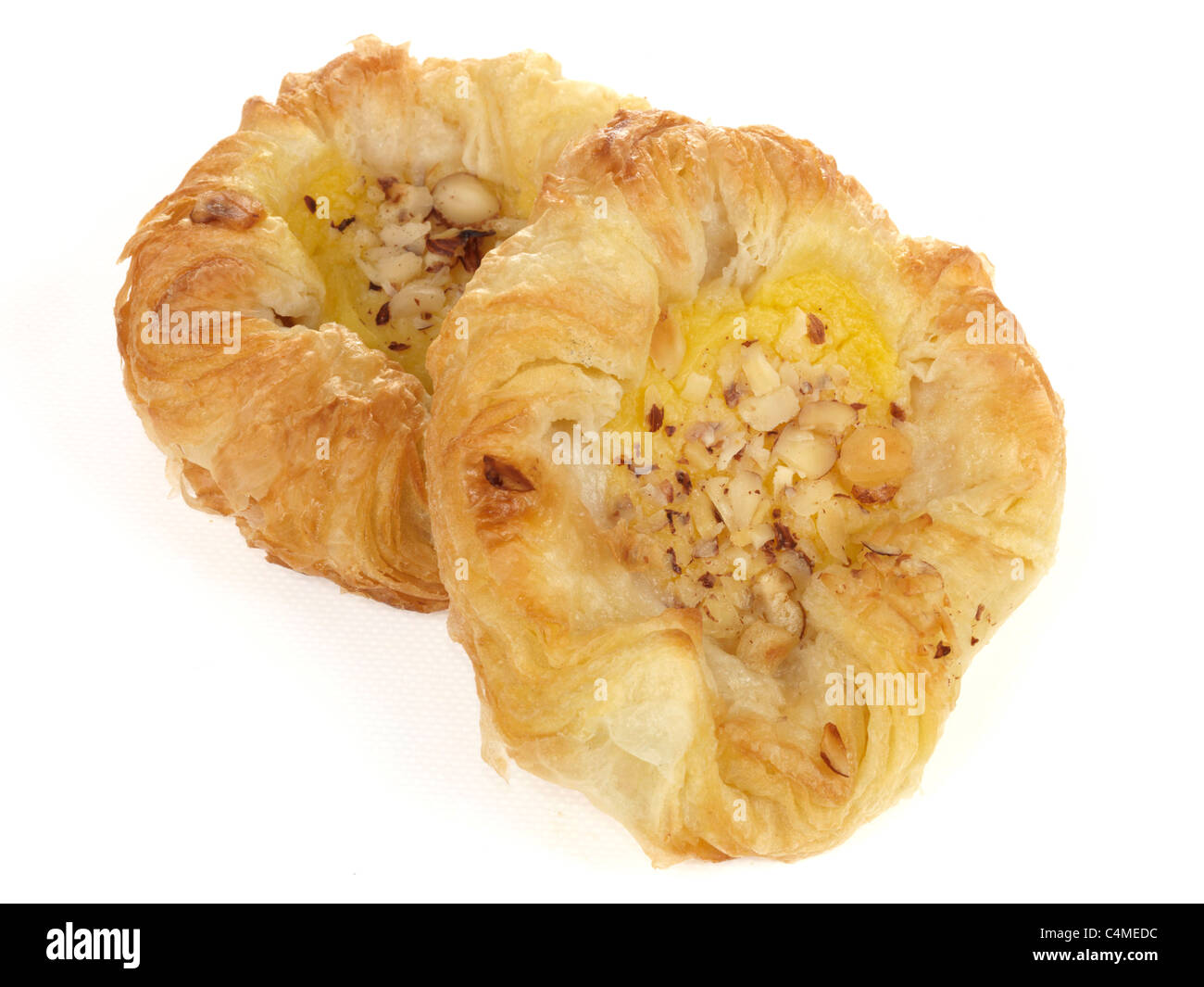 Vanilla custard almonds nuts danish pastry crown hi-res stock ...