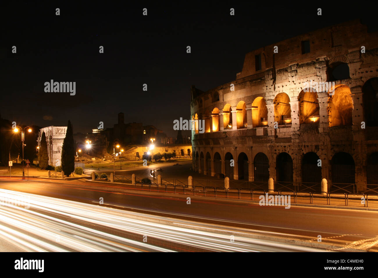 the colosseum at night in rome Stock Photo - Alamy