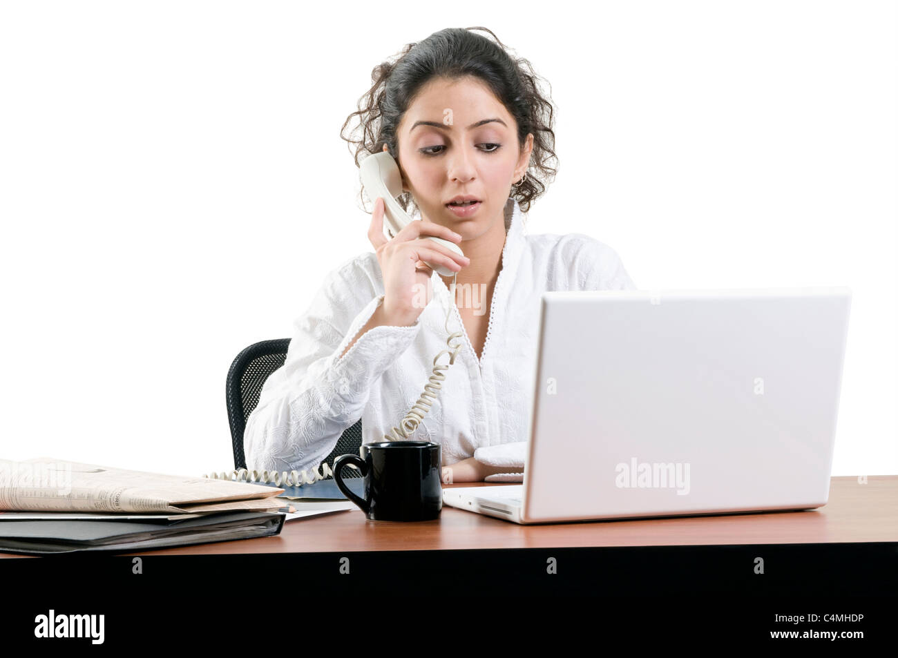 a close up of professional girl working at her desk Stock Photo - Alamy