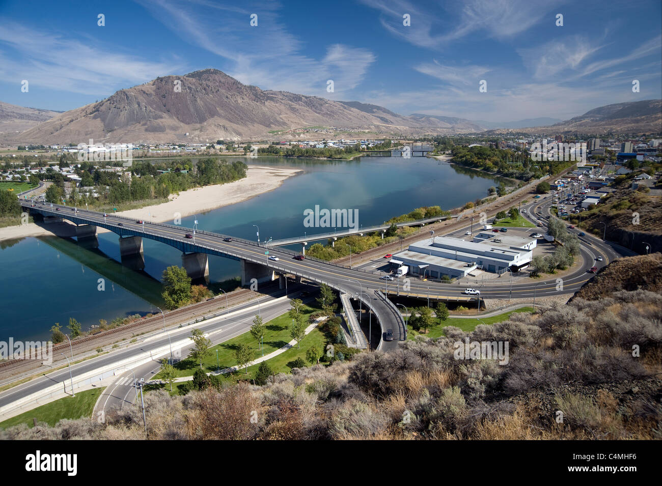 The city of Kamloops with Thompson River Stock Photo - Alamy