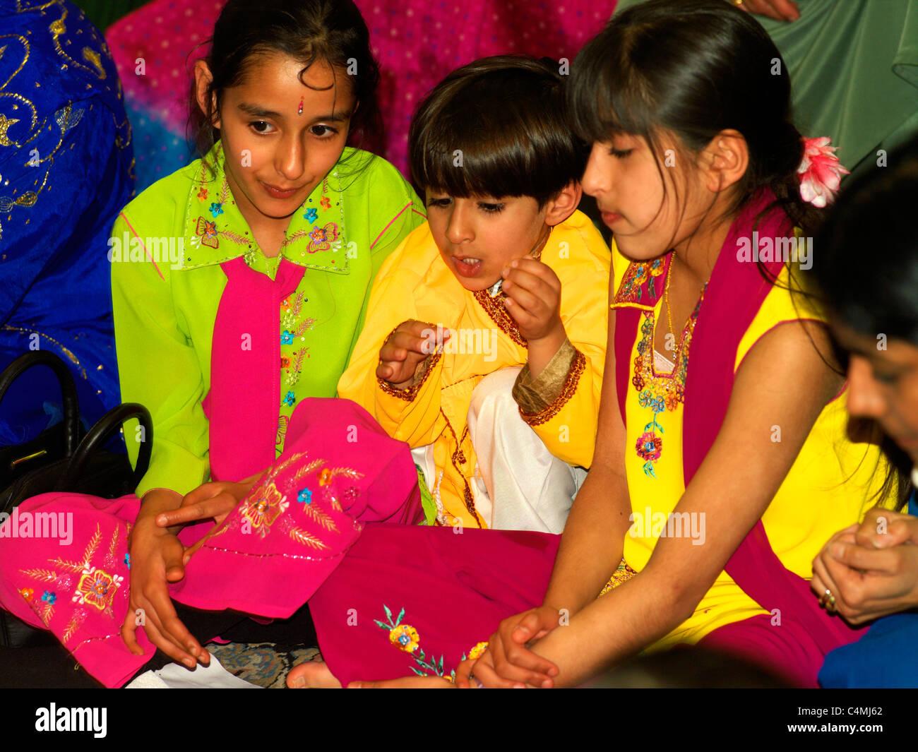 Hindu Children Taking Part in Puja at Holi in Hindu Centre Wimbledon ...