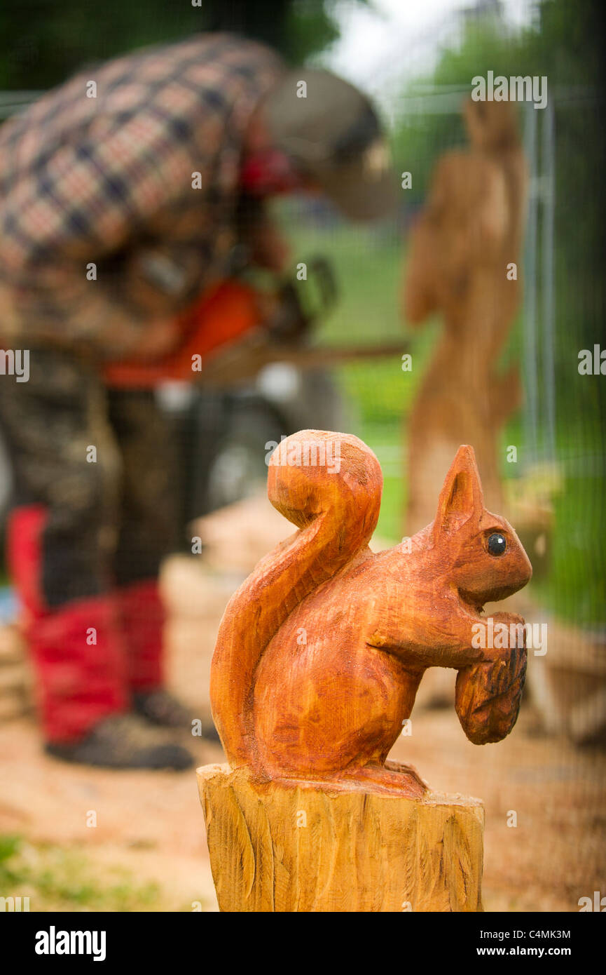 Wood carved squirrel hi-res stock photography and images - Alamy