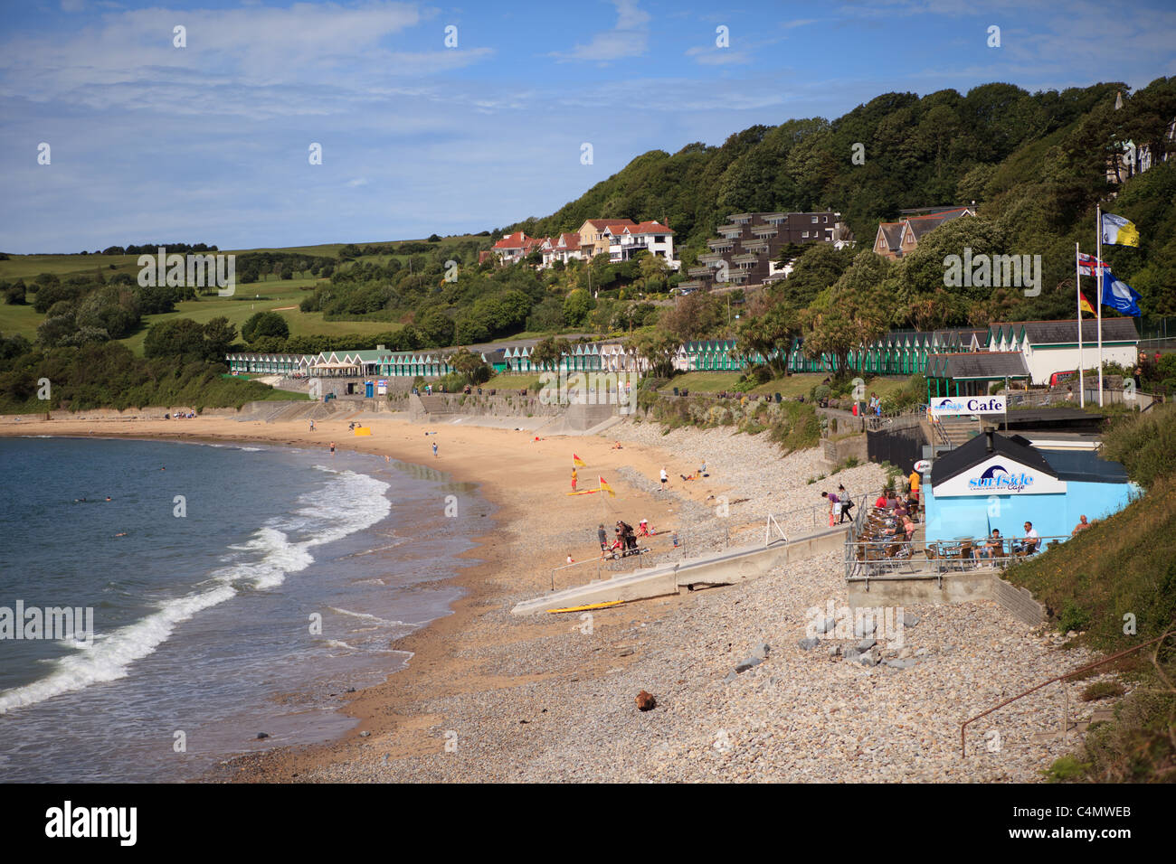 Langland Bay, Gower, Swansea, South Wales, UK on a summer's day with a ...
