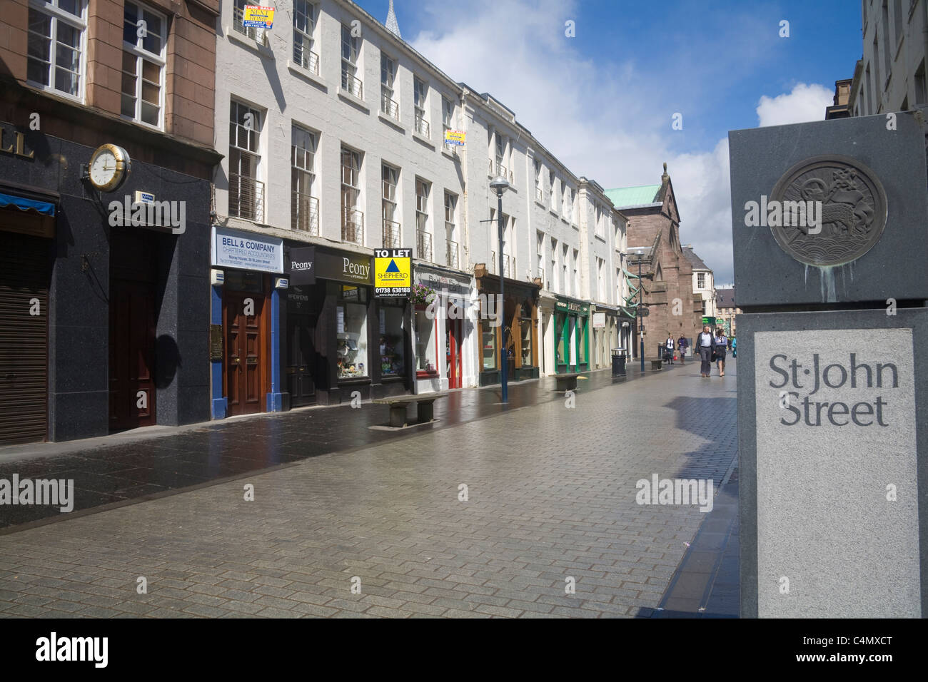 Perth Scotland UK Pedestrianised St John's Street in the town centre ...