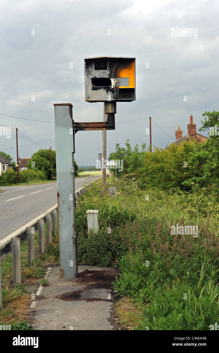 A vandalised speed camera on the A15 in Lincolnshire Stock Photo - Alamy