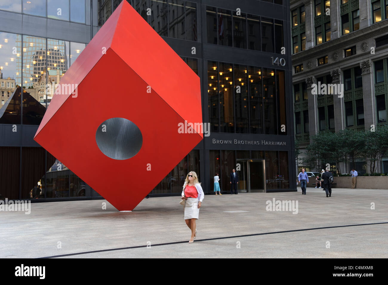 Isamu Noguchi's Red Cube on Broadway Street, New York City, Manhattan ...