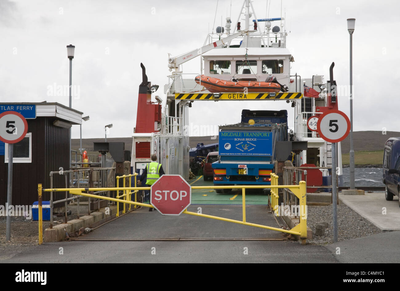 Belmont Ferry Terminal Unst Shetland Isles Scotland Barrier closed as ...