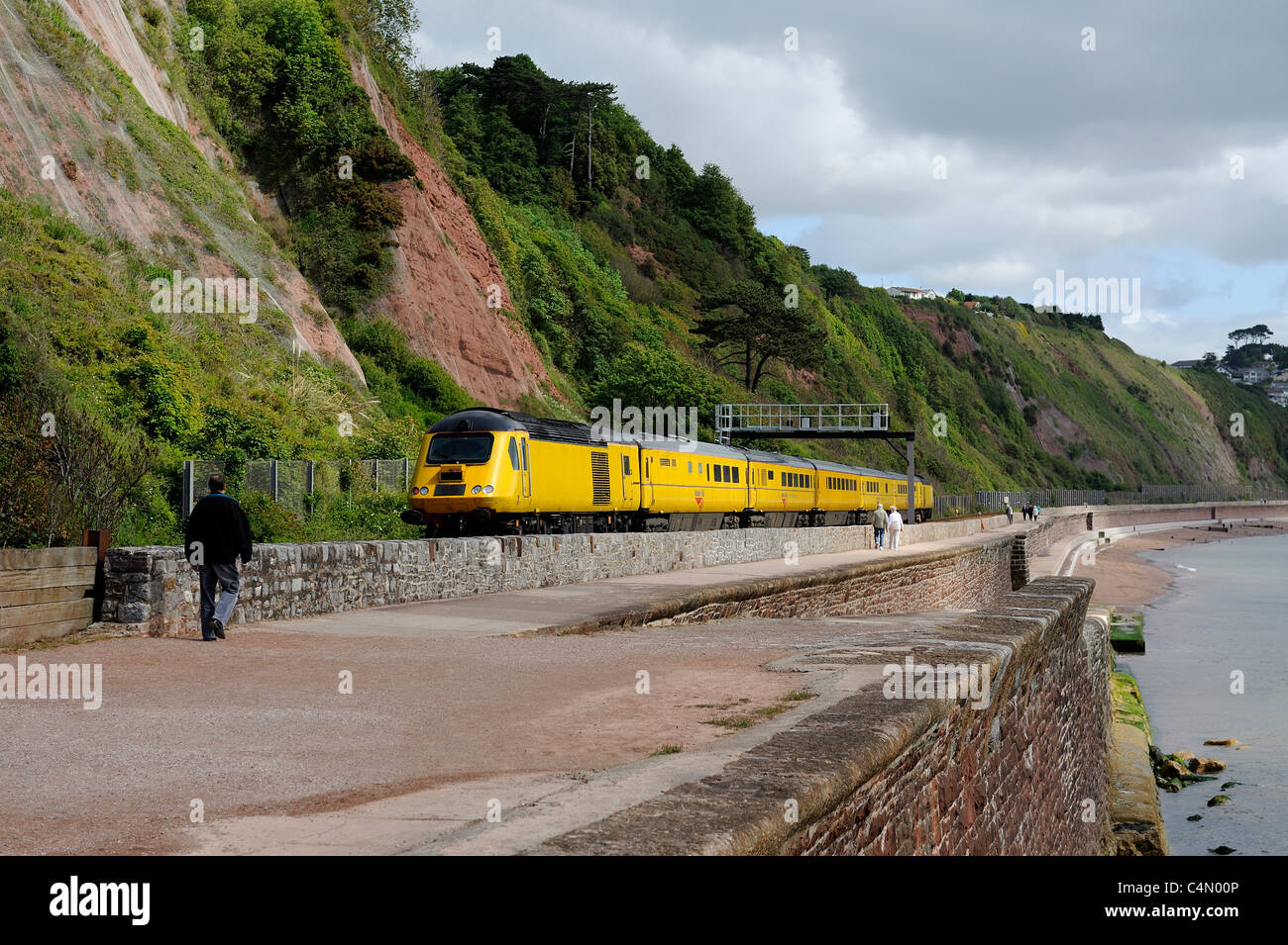 network rail new measurement train passing teignmouth devon england uk ...