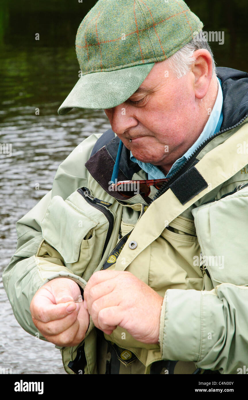Gwilym Hughes, fishing guide on the River Dee, North Wales Stock Photo ...
