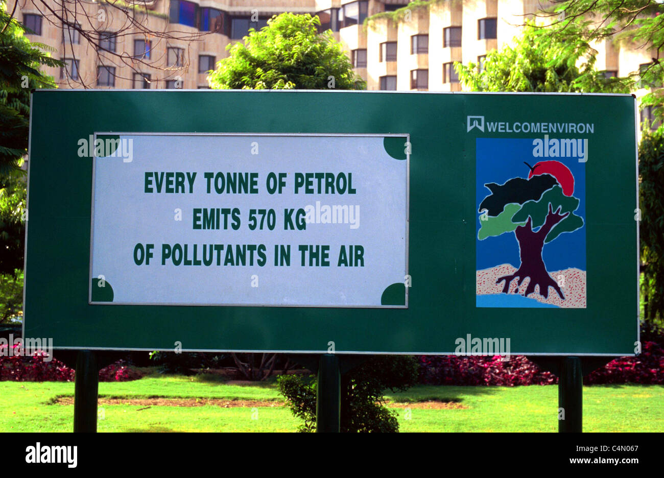 Pollution warning sign. Delhi, India Stock Photo - Alamy