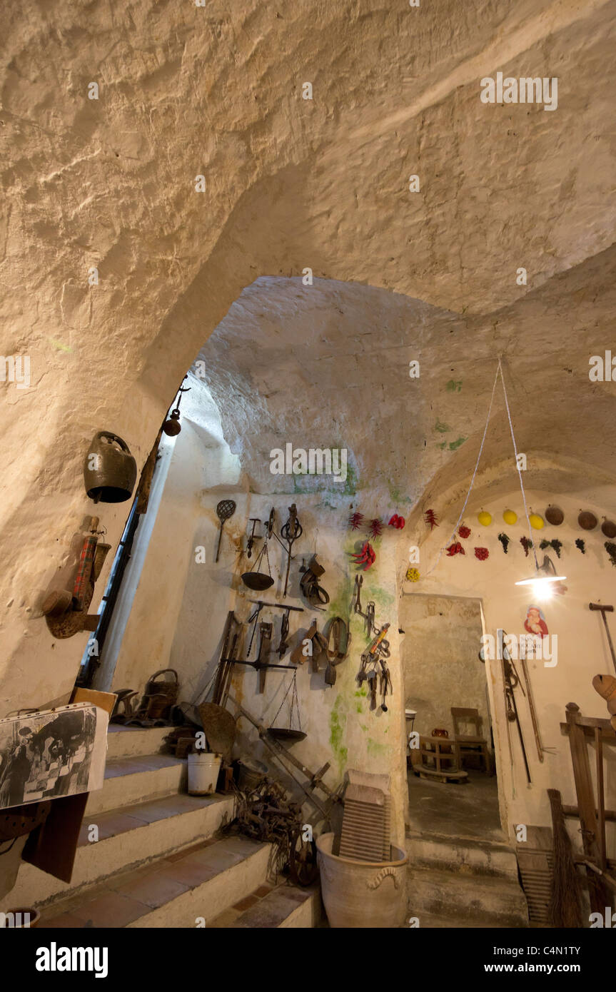 Italy - historic cave house in the Sassi Caveoso of Matera. Casa Grotta ...