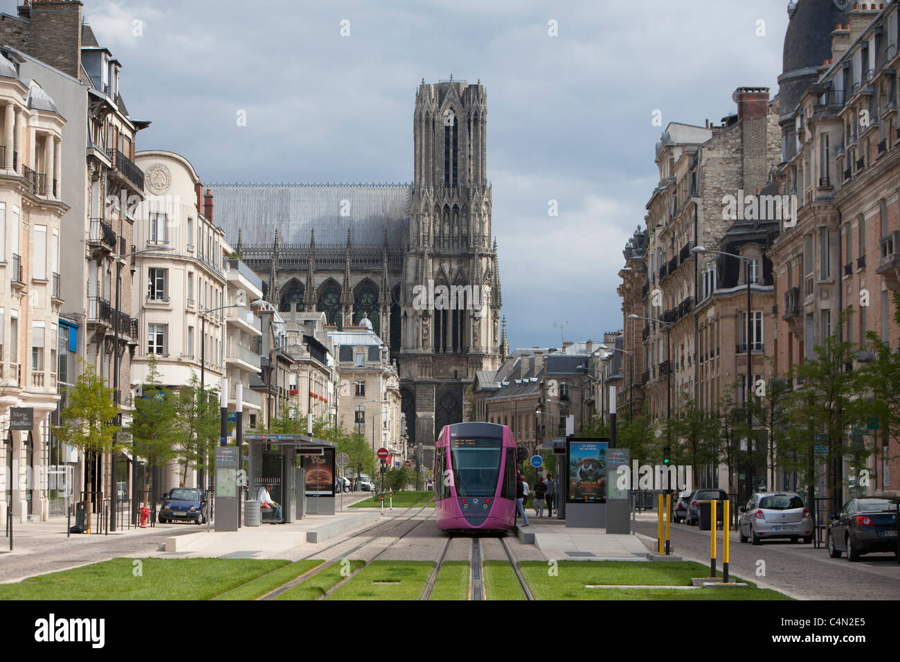 Tram circulating through the city of Reims in France Stock Photo - Alamy