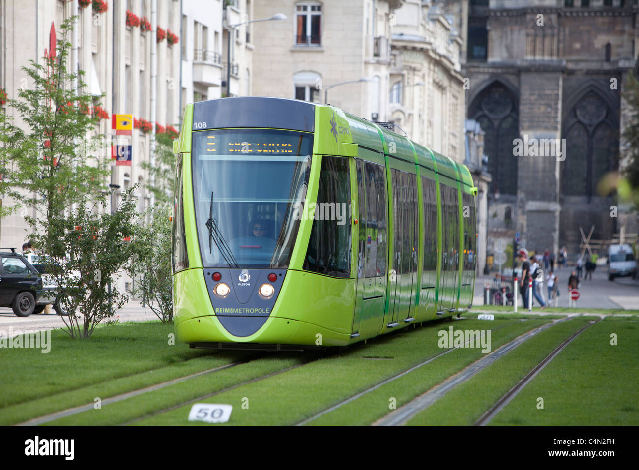 Tram circulating through the city of Reims in France Stock Photo - Alamy