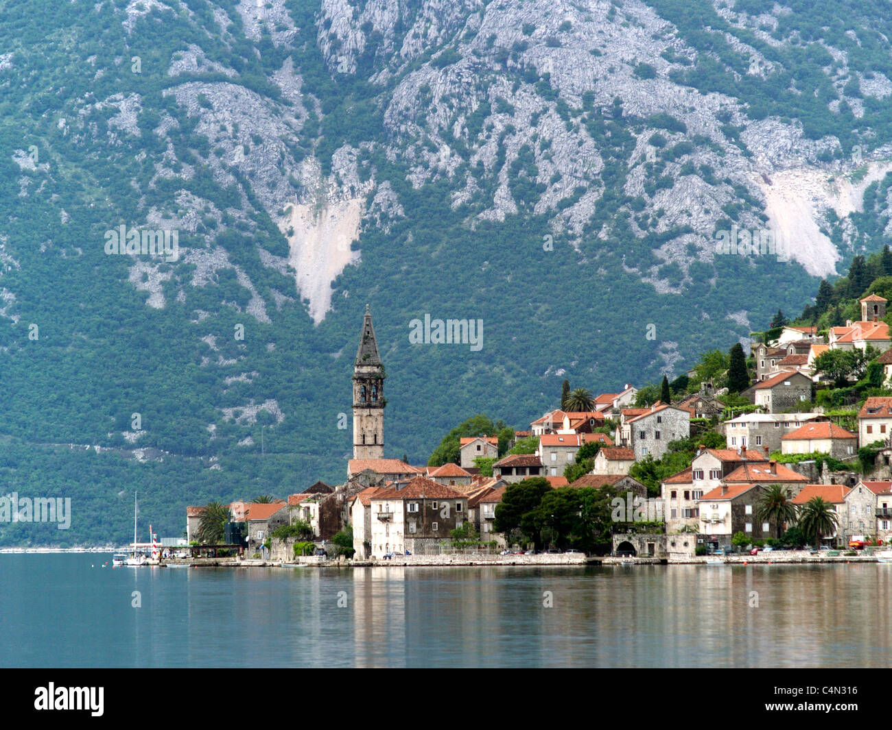Kotor bay seaview daytime spring long focus Stock Photo - Alamy