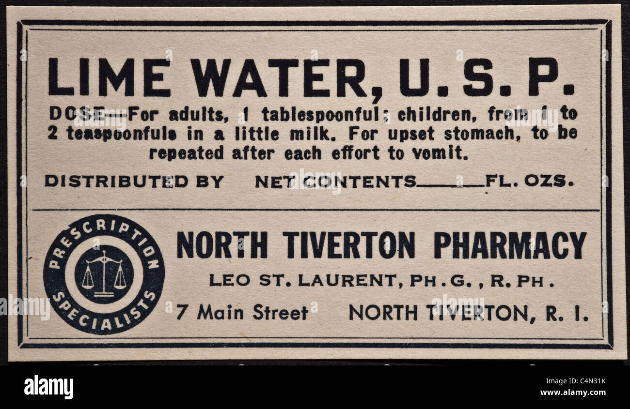 Antique prescription drug label Stock Photo - Alamy