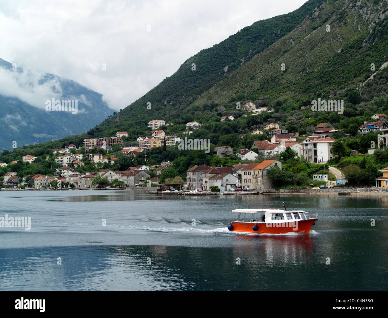 Kotor bay seaview daytime spring long focus Stock Photo - Alamy