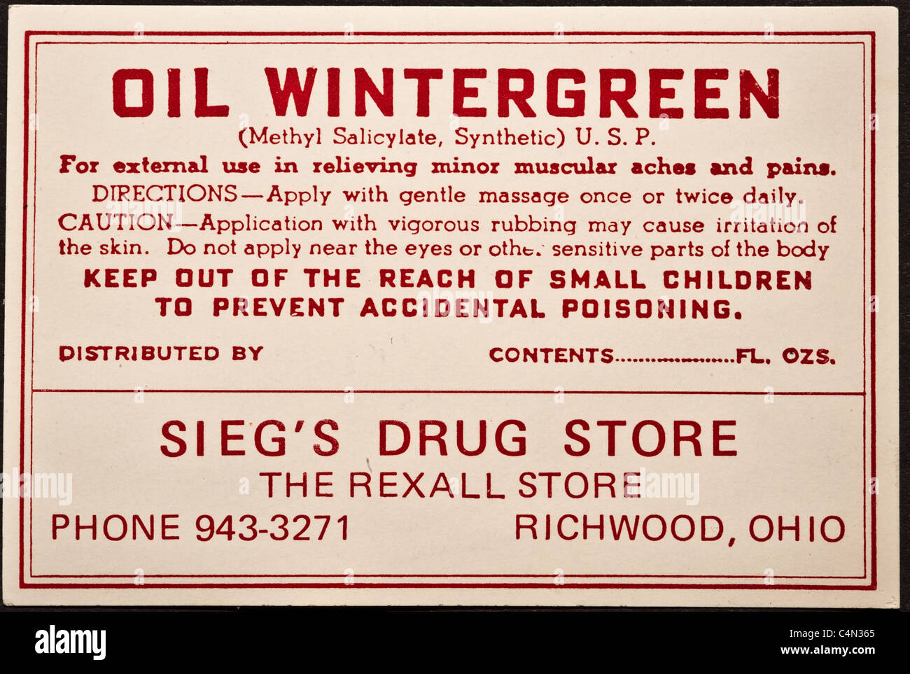 Antique prescription drug label Stock Photo - Alamy
