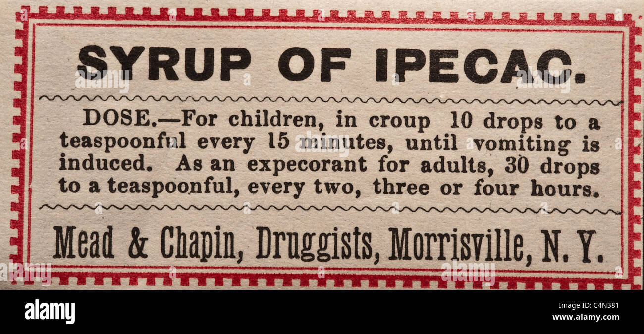 Antique prescription drug label Stock Photo - Alamy