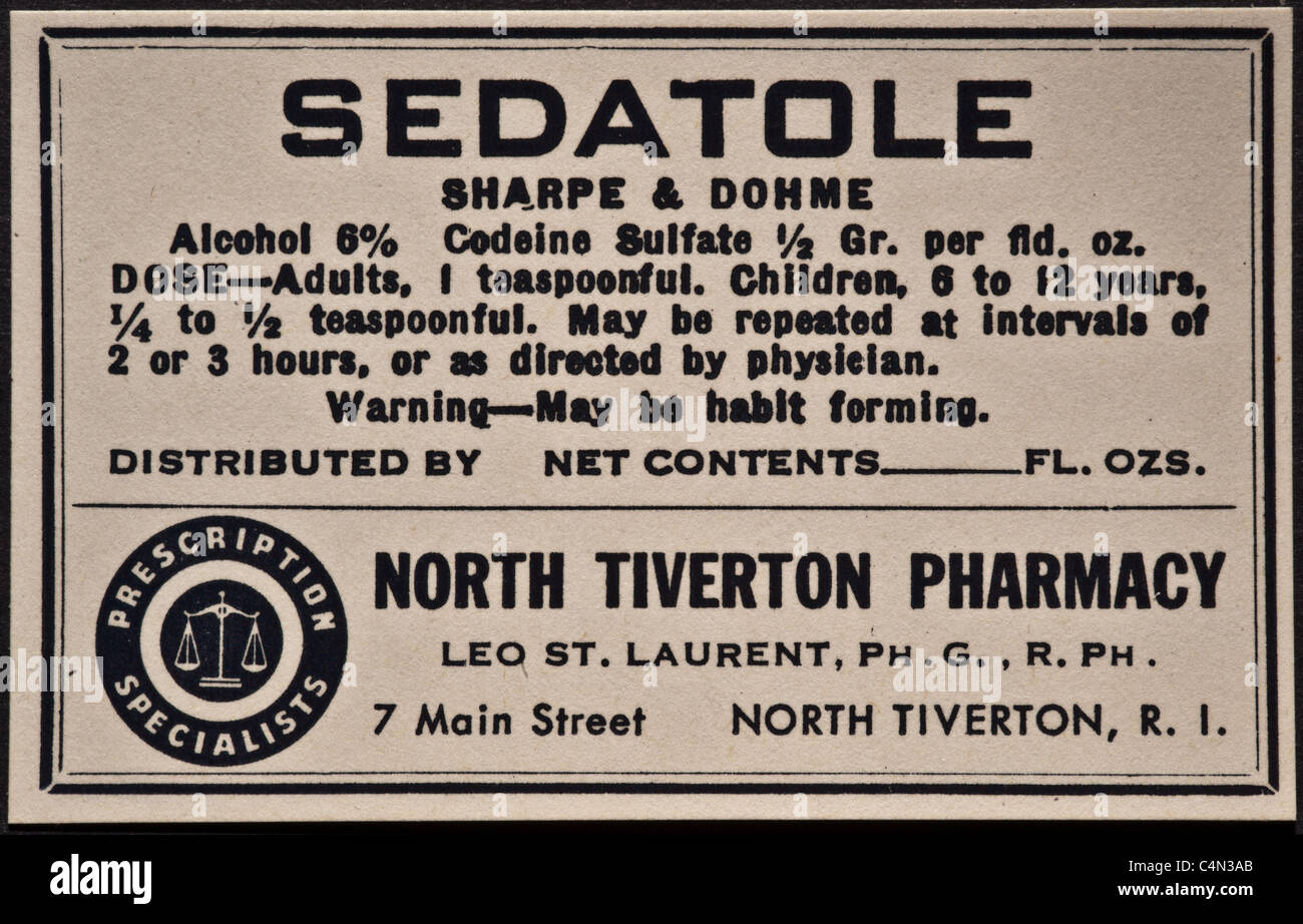 Antique prescription drug label Stock Photo - Alamy