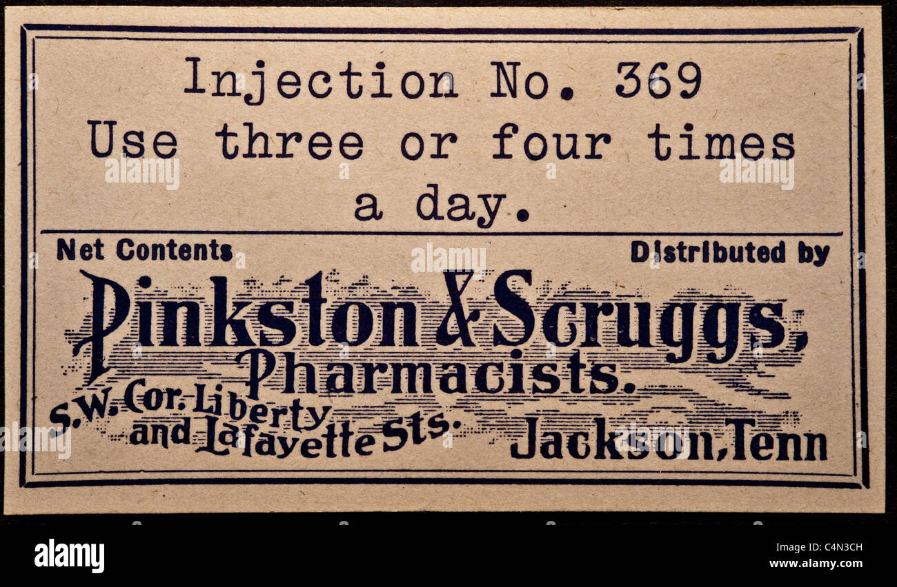 Antique prescription drug label Stock Photo - Alamy