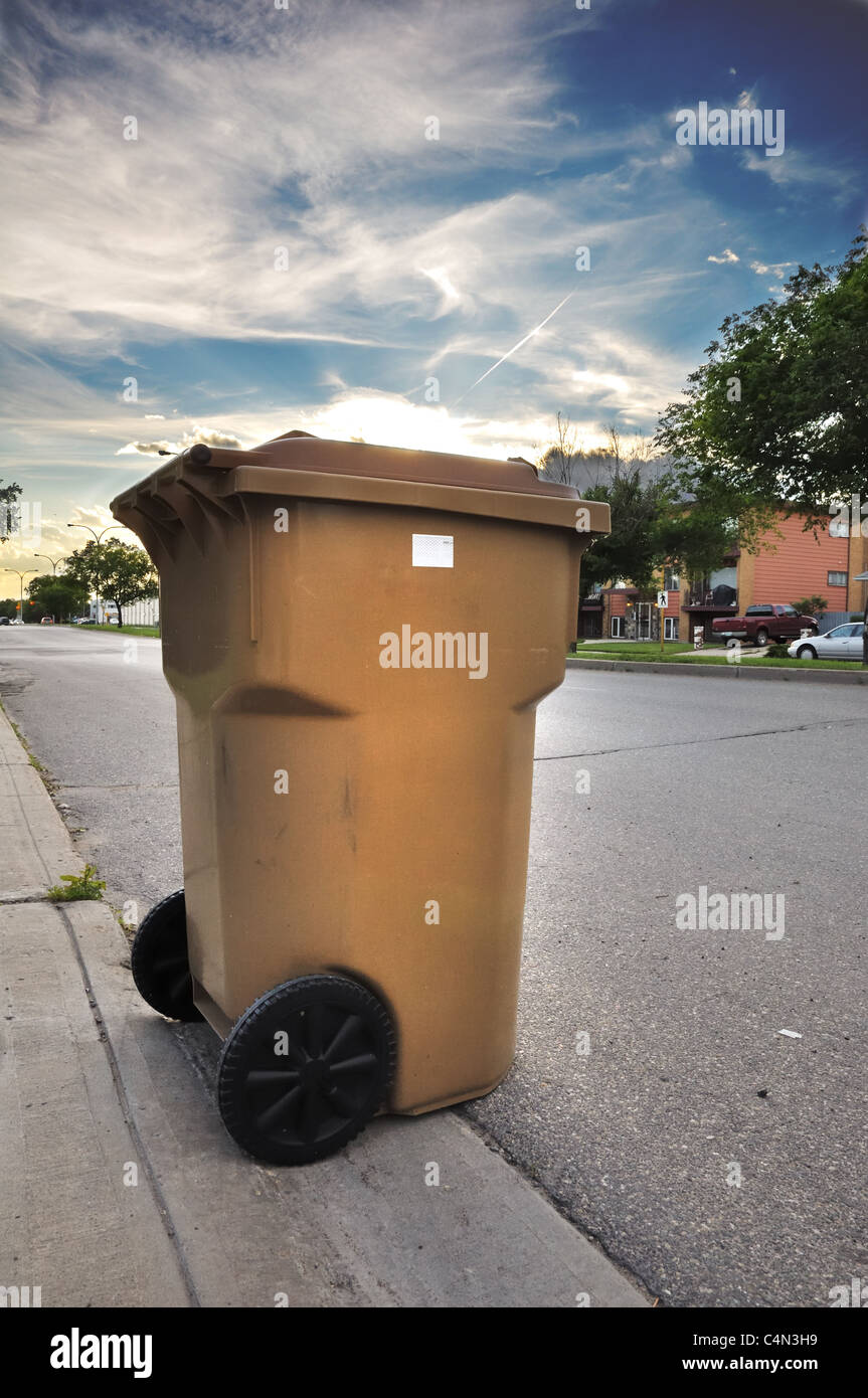 Garbage Can on Roadside Stock Photo - Alamy