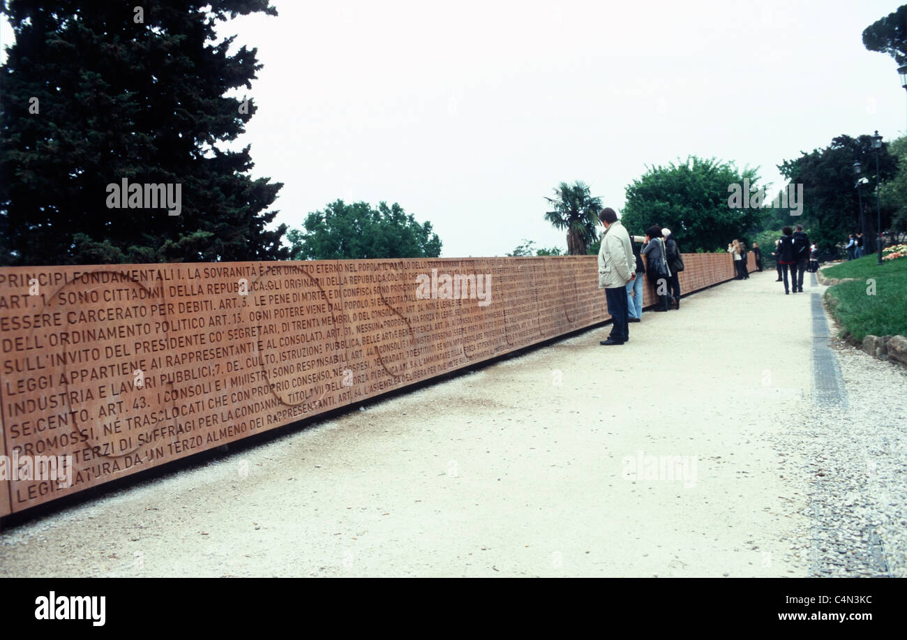 Parapet with text of 1849 Roman constitution [...] Stock Photo - Alamy