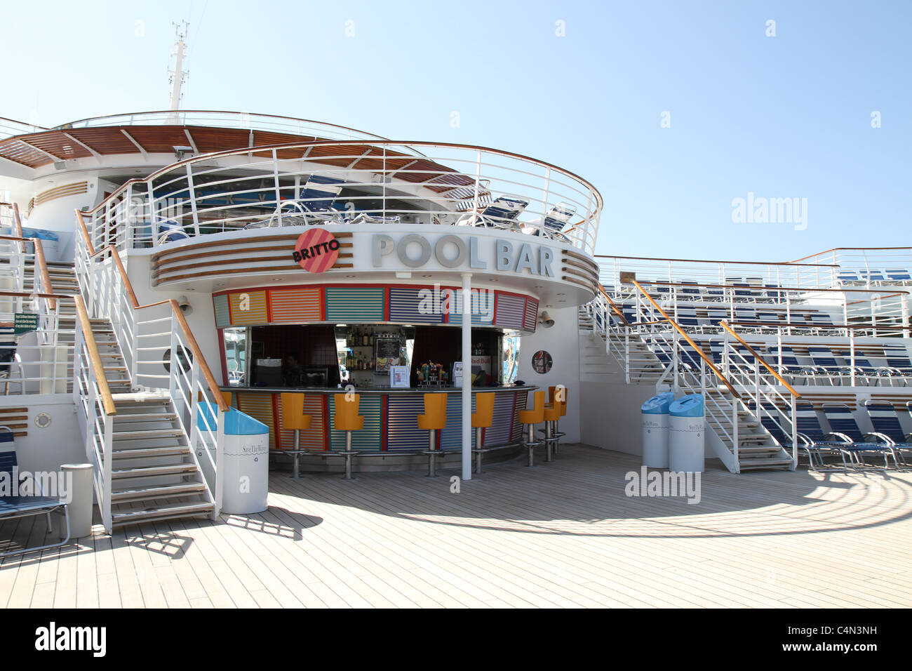 Outside deck and poolbar on cruise ship Stock Photo - Alamy