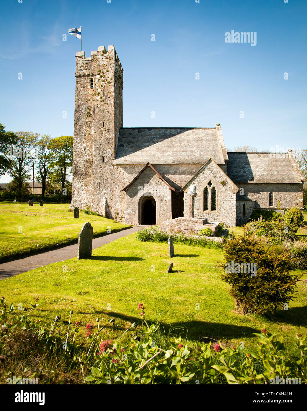 Bosherston Parish Church, Pembrokeshire, Southwest Wales Stock Photo ...