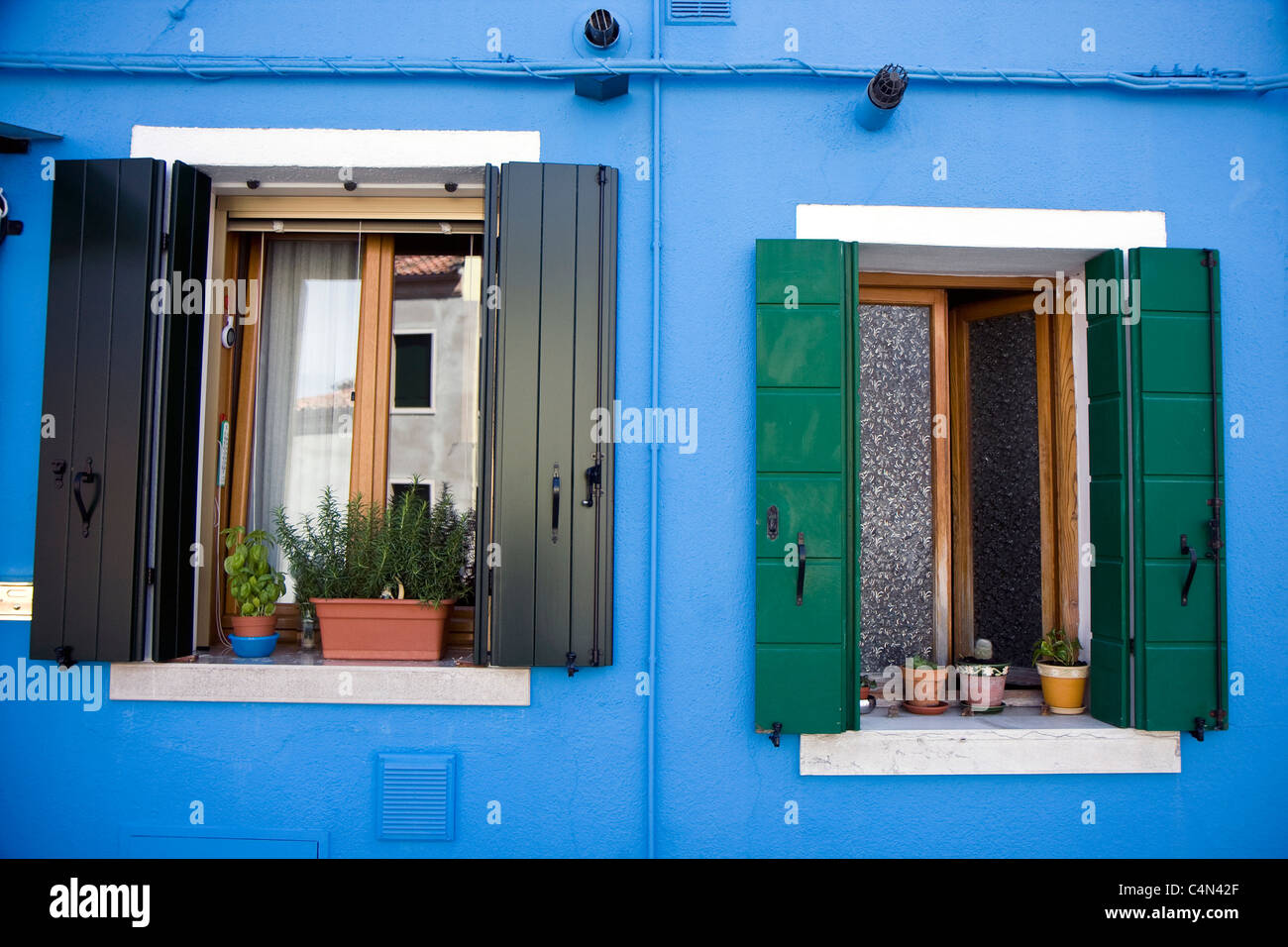 Typical Italian windows at Burano Island next to Venice, Italy Stock ...