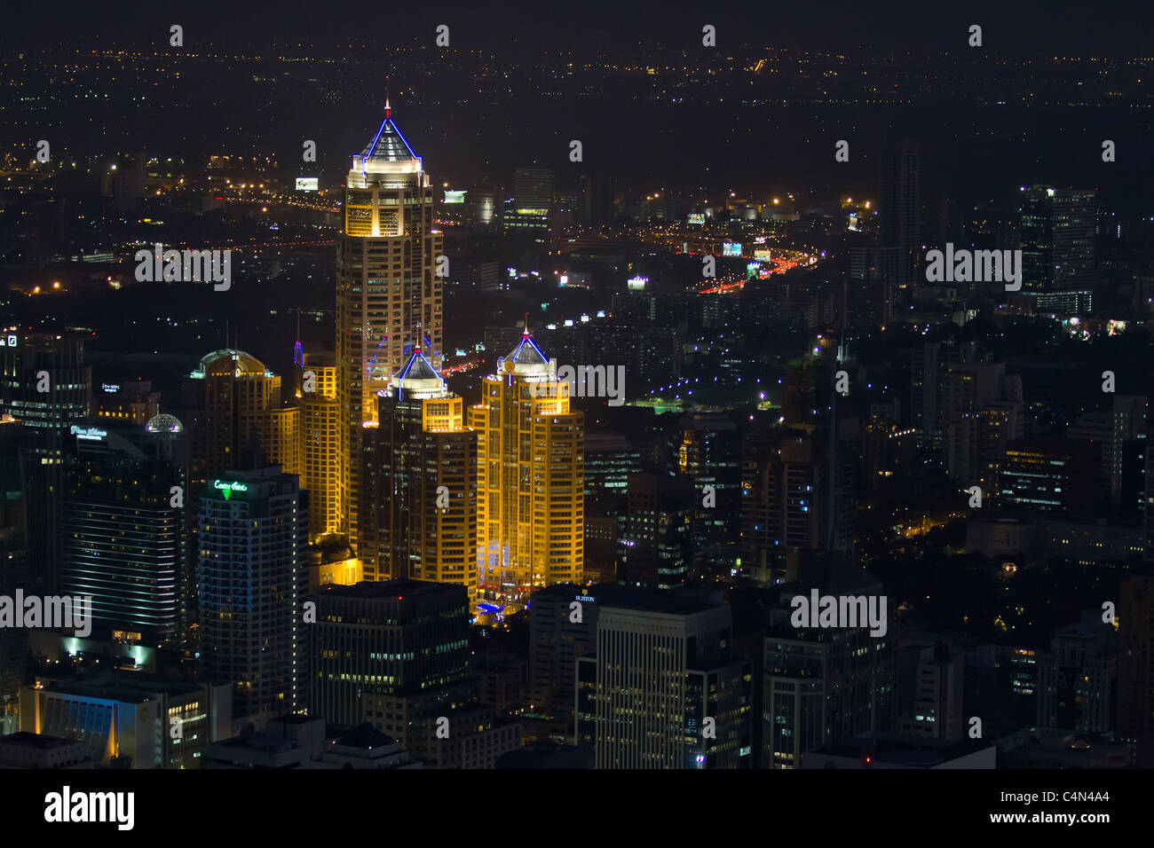 Bangkok night aerial view from the baiyoke tower II, thailand Stock ...