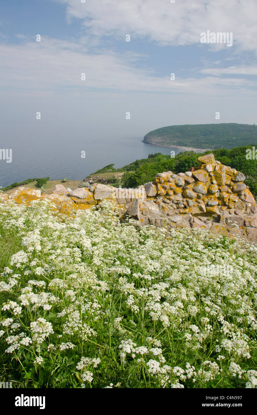 Denmark, Island of Bornholm. Baltic Sea view from Hammershus Castle ...
