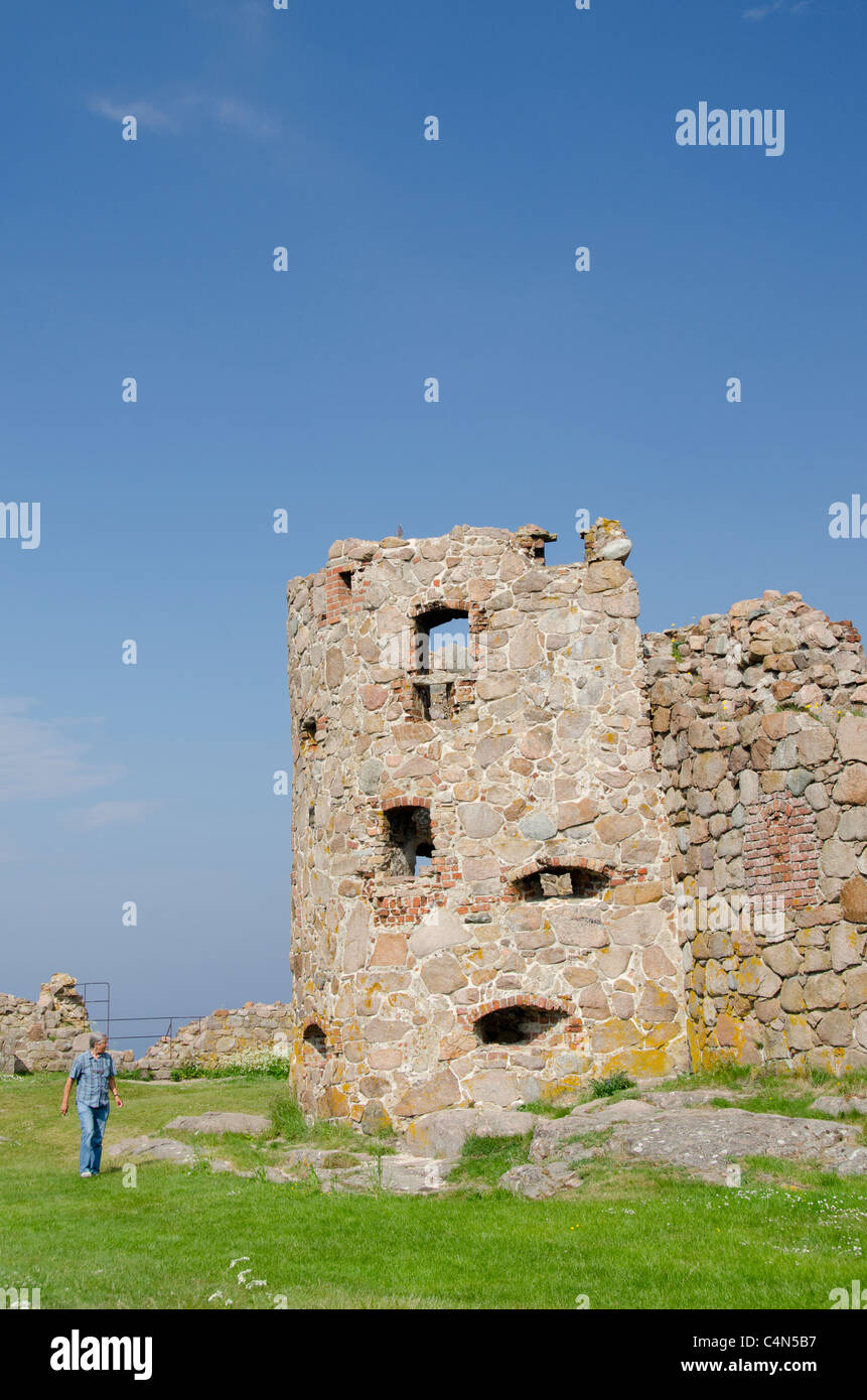 Denmark, Island of Bornholm. Ruins of Hammershus Castle, the largest ...