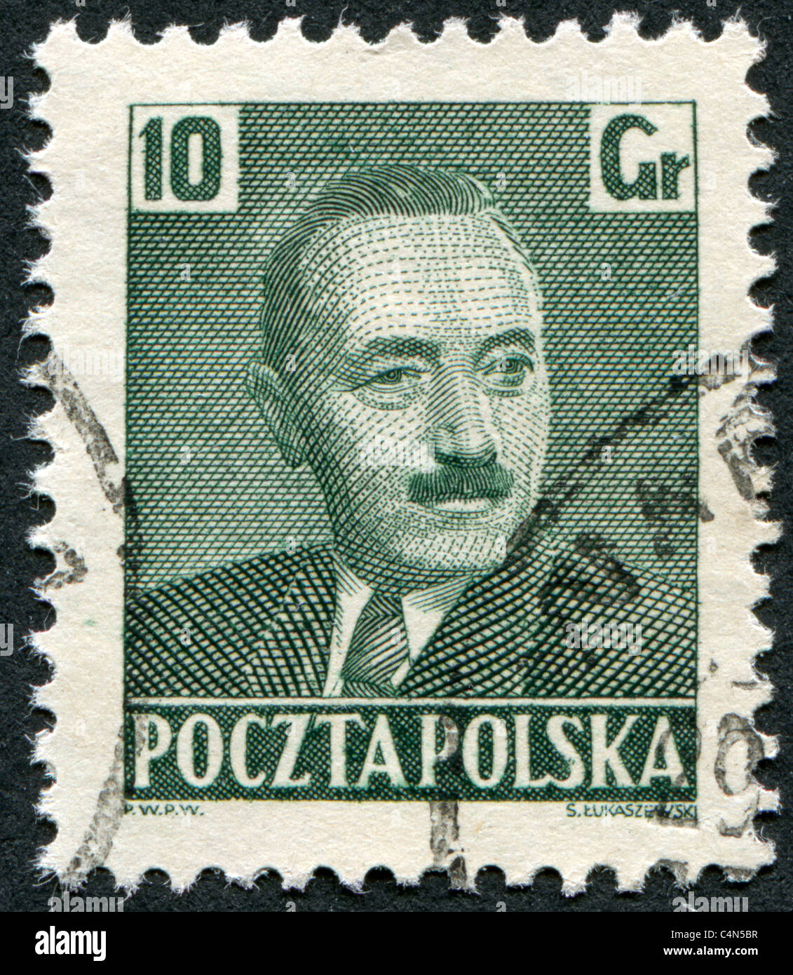 POLAND 1950: A stamp printed in the Poland, the portrait of Boleslaw ...