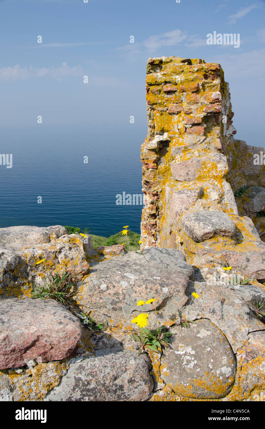 Denmark, Island of Bornholm. Ruins of Hammershus Castle, the largest ...