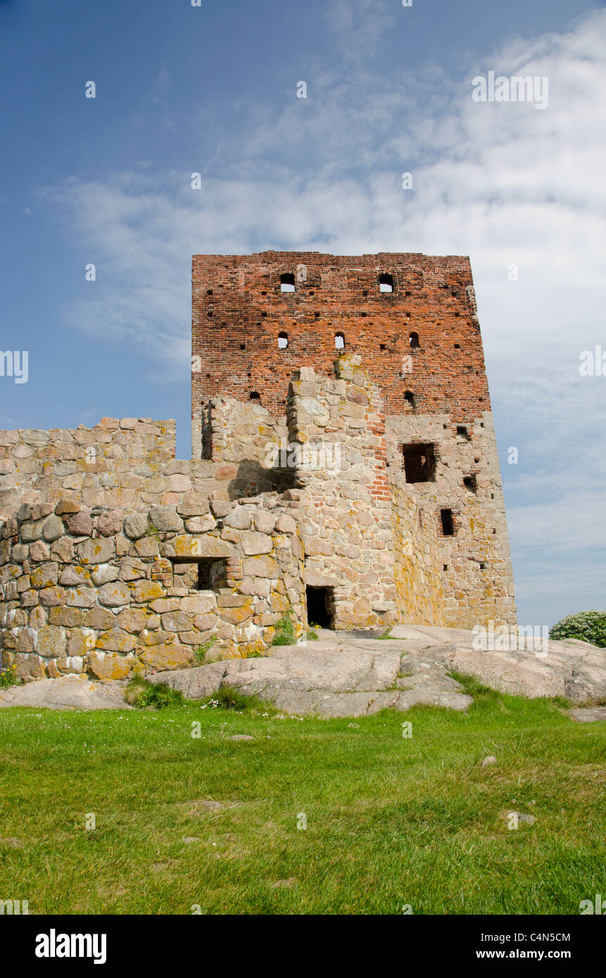 Denmark, Island of Bornholm. Ruins of Hammershus Castle, the largest ...