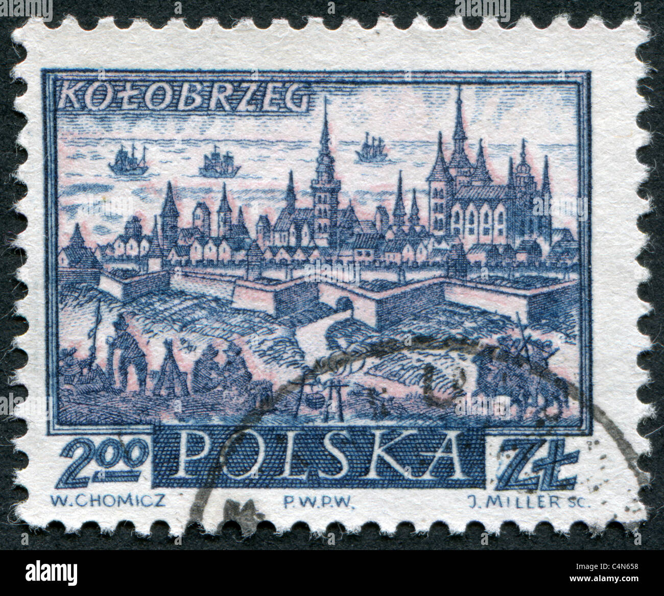Poland stamp castle hi-res stock photography and images - Alamy