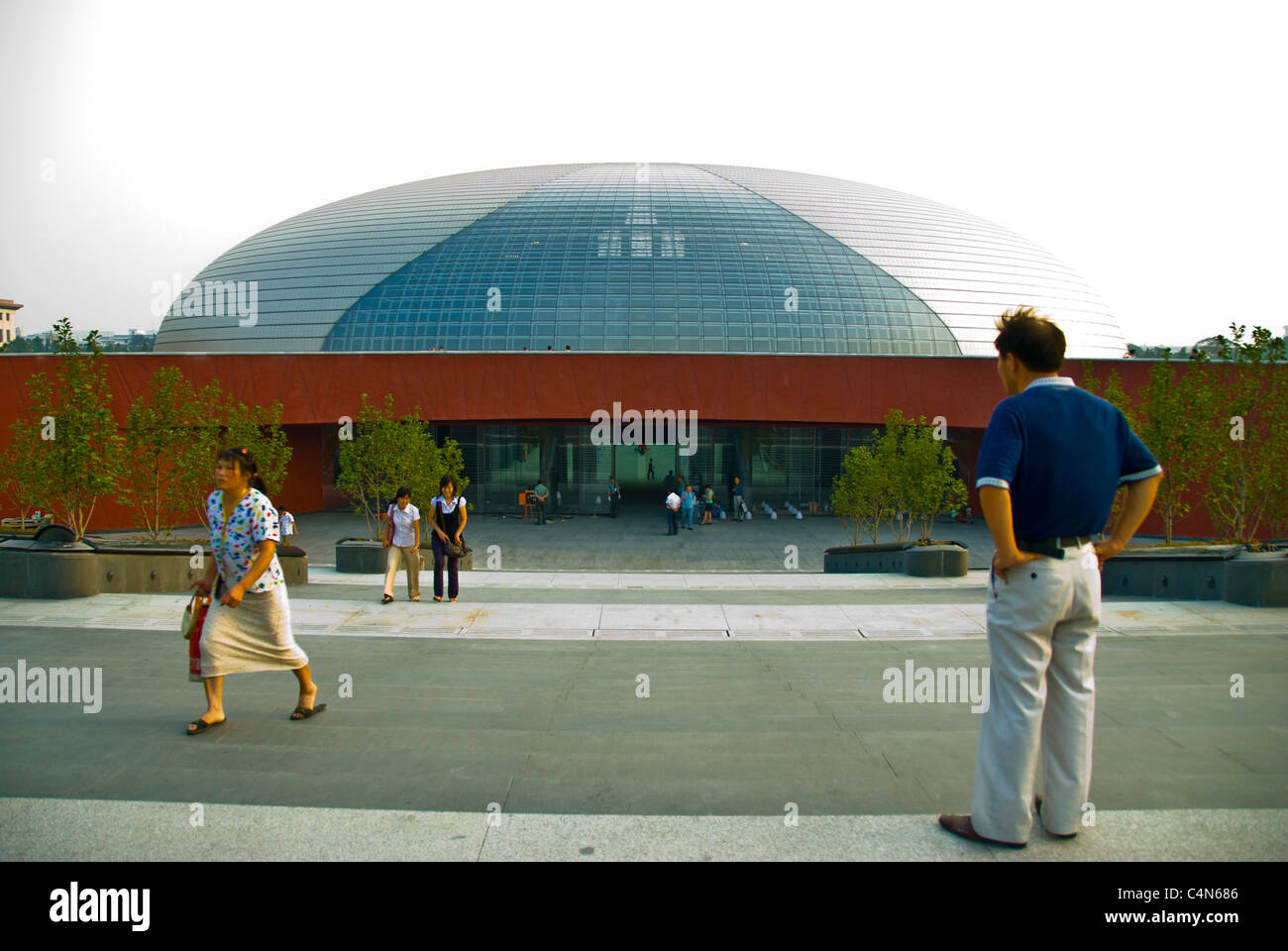 Grandiose outside view national theatre building people man standing hi ...