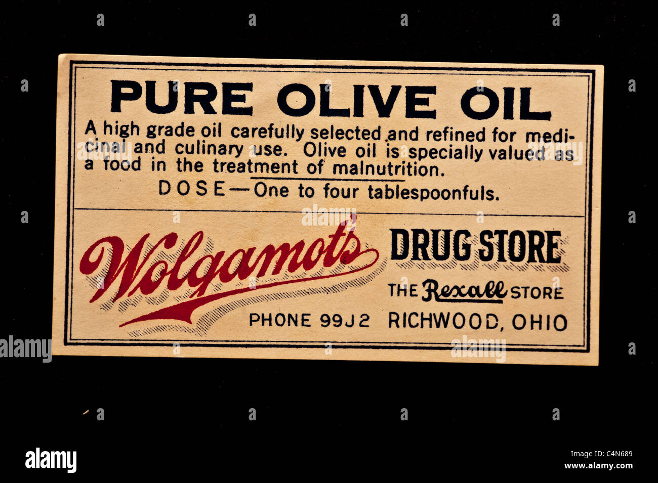 Antique prescription drug label Stock Photo - Alamy