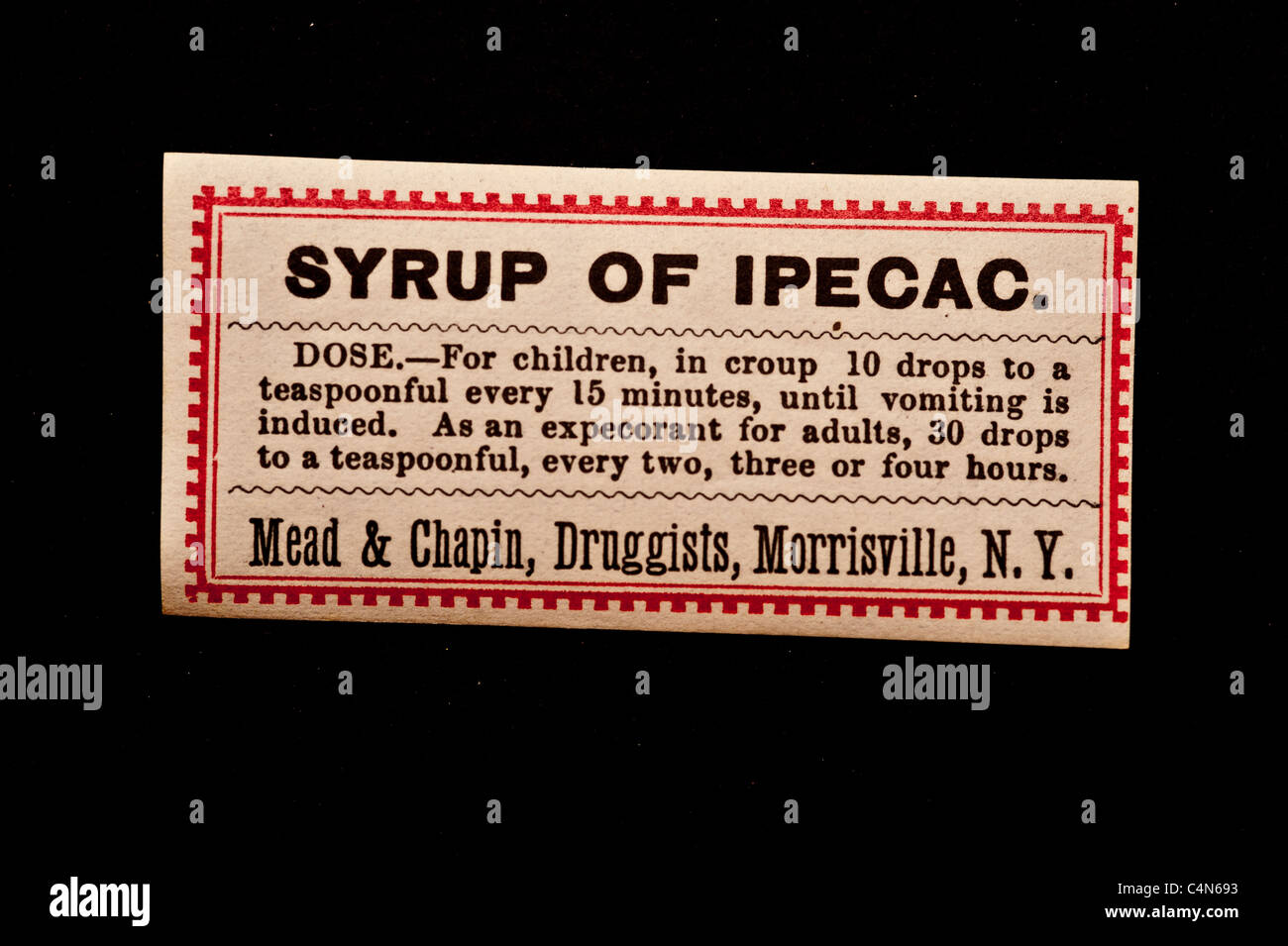 Antique prescription drug label Stock Photo - Alamy