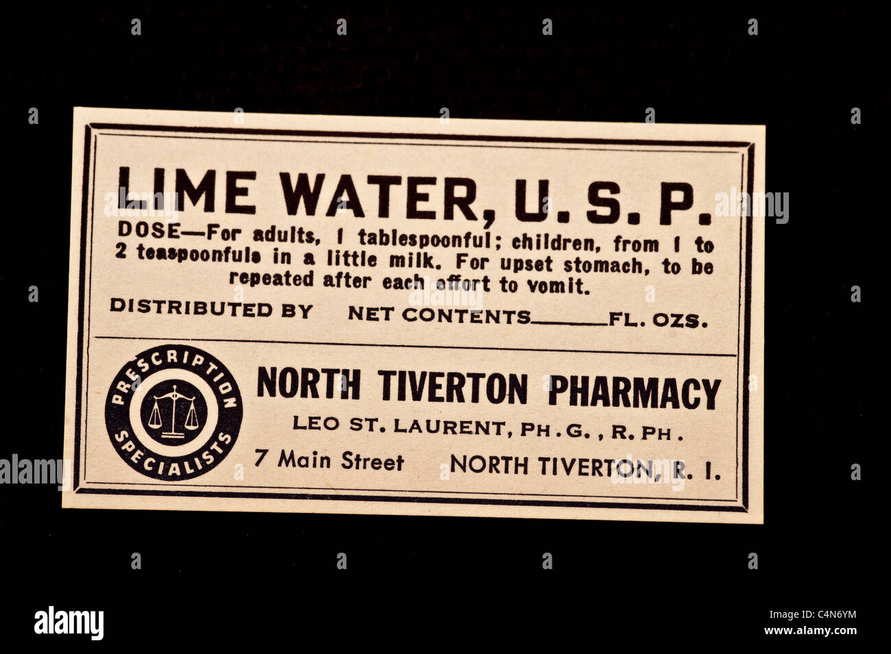 Antique prescription drug label Stock Photo - Alamy