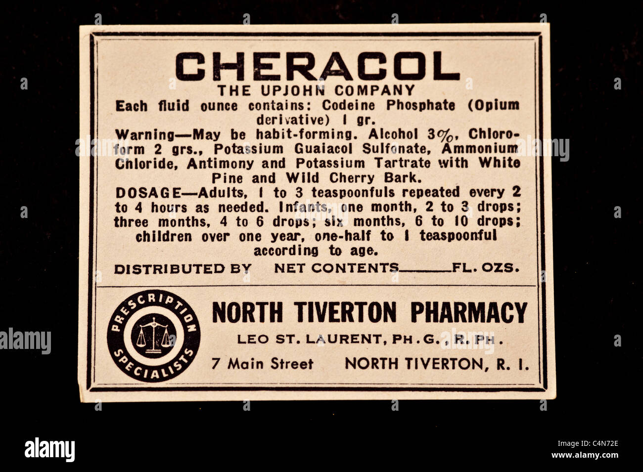 Antique prescription drug label Stock Photo - Alamy