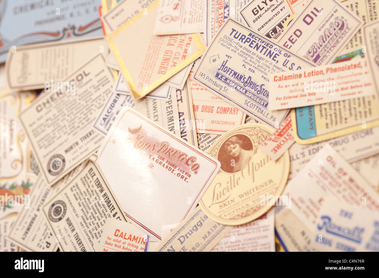 Antique prescription drug label Stock Photo - Alamy