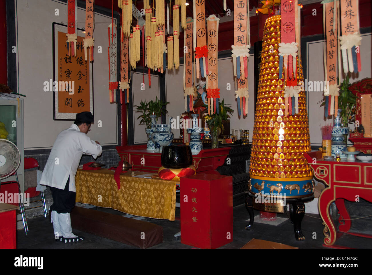 Beijing, China, Chinese Taoist Temple, with Monk inside Stock Photo - Alamy
