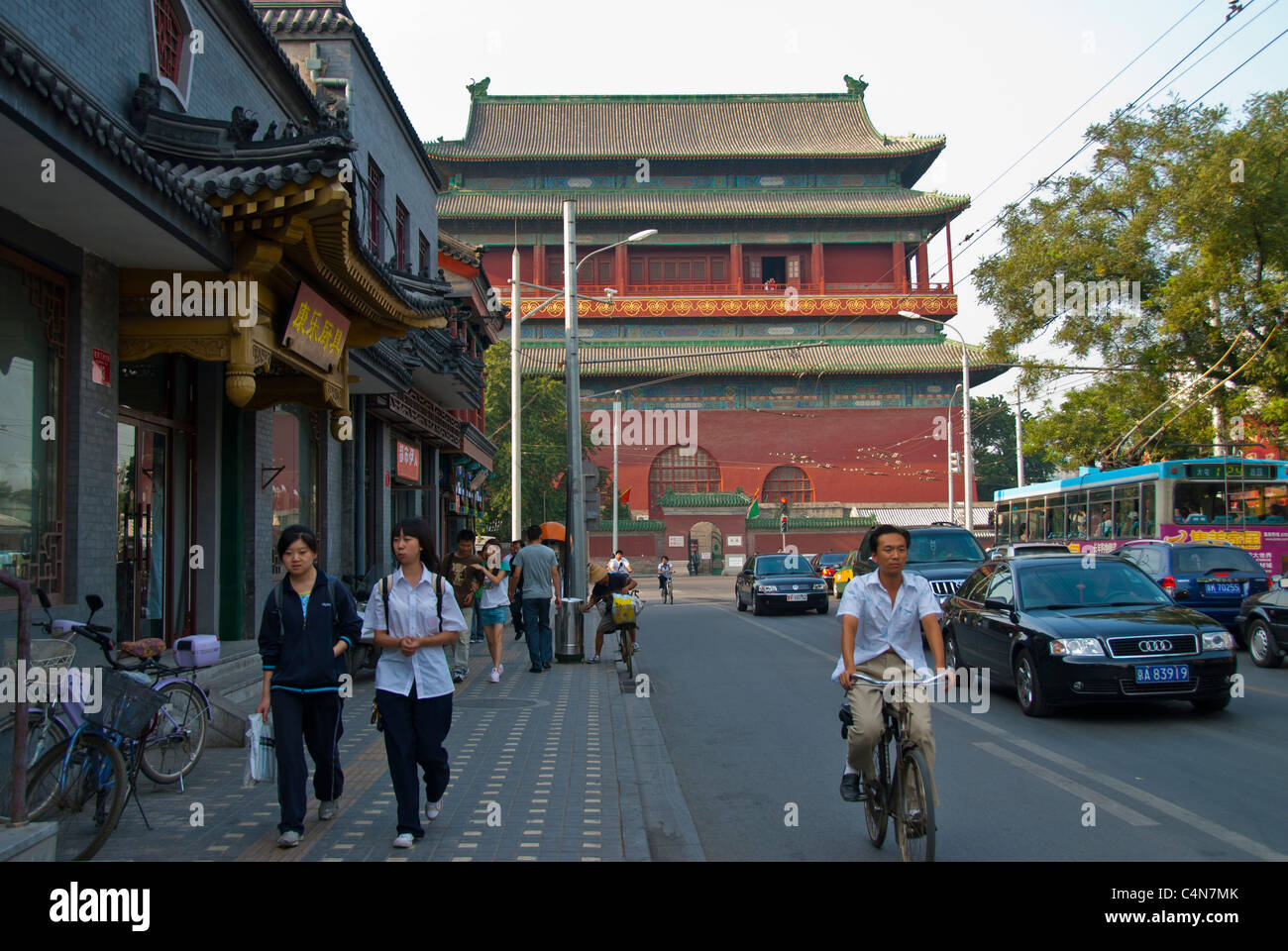 Beijing, China, asia chinese asian road busy street scene with historic ...