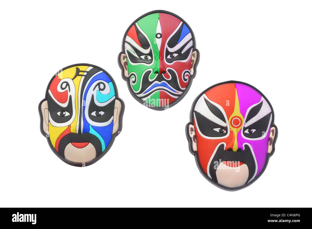 Collection of Colorful Chinese opera masks on white background Stock ...