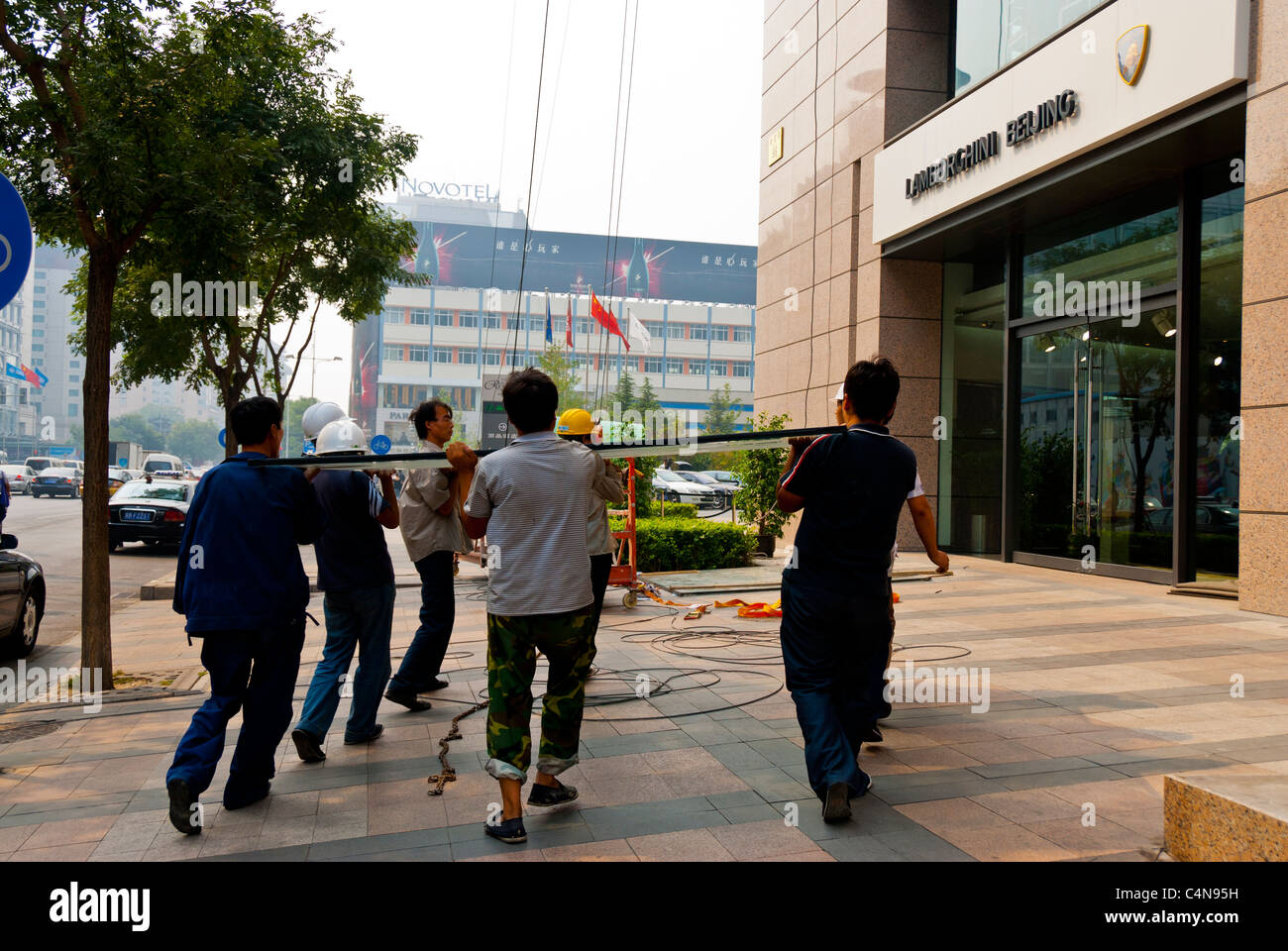 Beijing, China, Medium Group People, Construction Workers Carrying ...