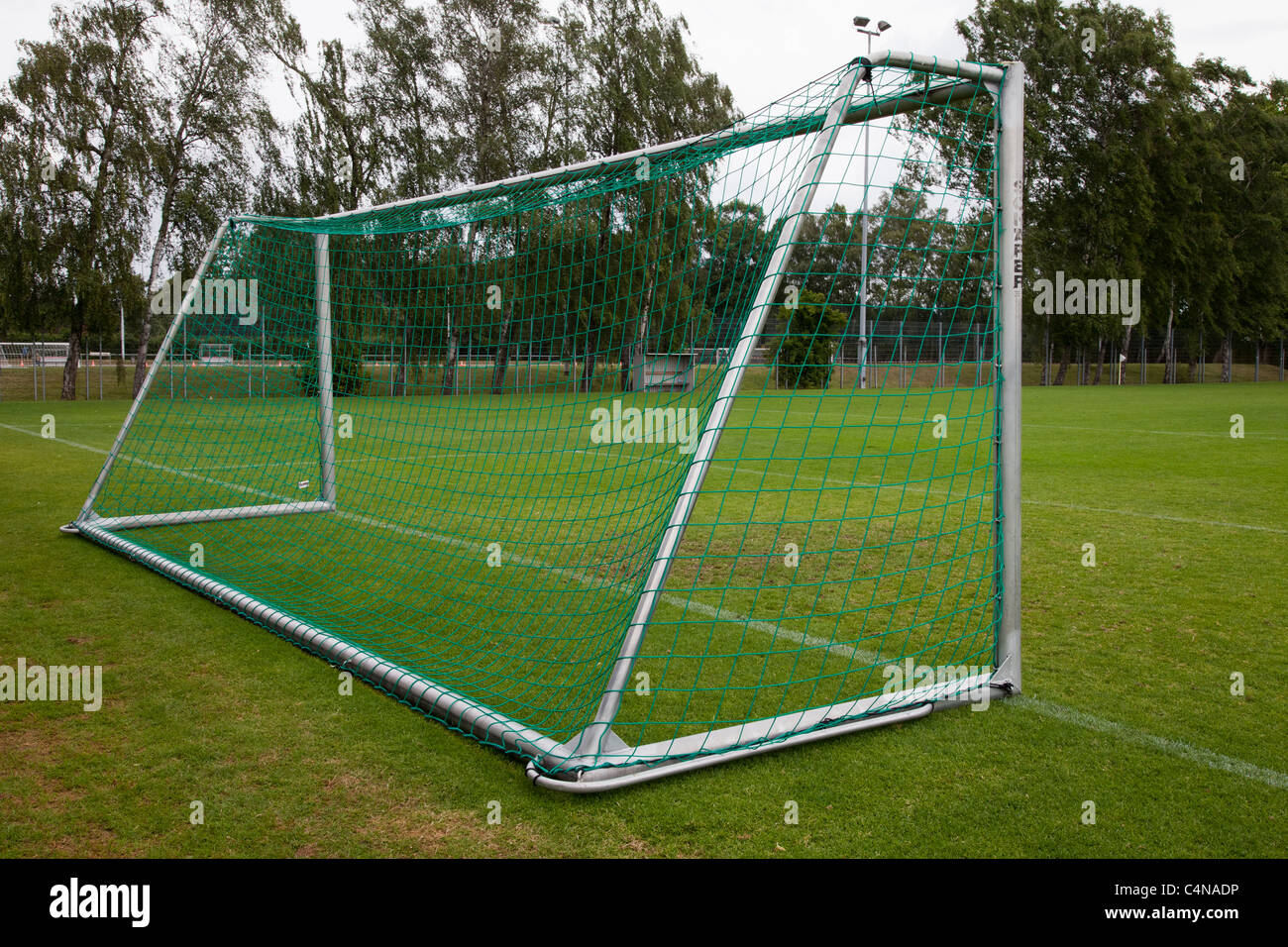 Goal on a football field Stock Photo - Alamy