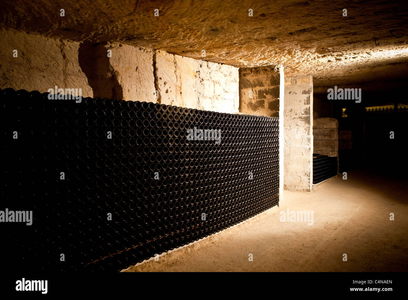 Vintage wine in underground cave at Chateau Beau-Sejour Becot at St ...